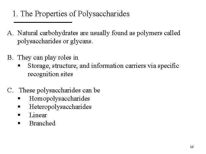 Disaccharides and Polysaccharides Structure and Function Chapter 7