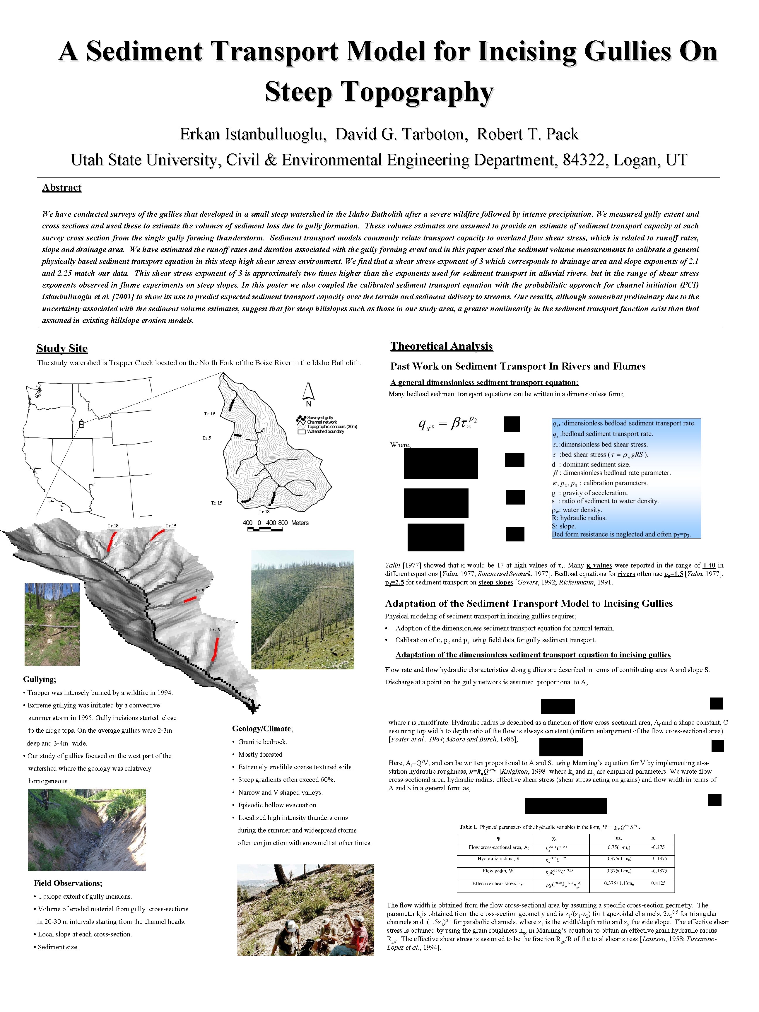 A Sediment Transport Model for Incising Gullies On