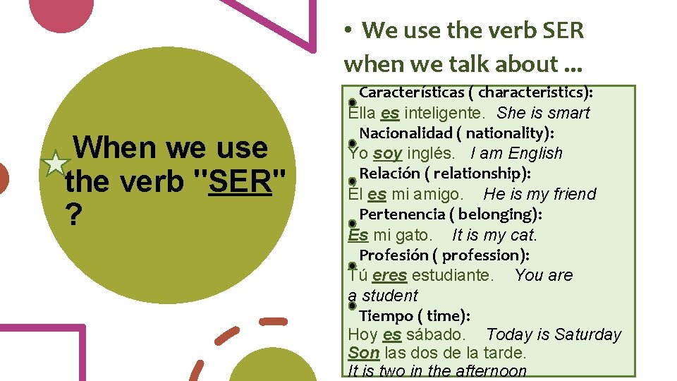 Verbo ser Hola year 6 The verb SER