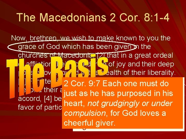 Christian Generosity 2 Corinthians 8 Background 1 Cor