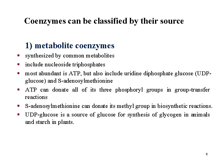 PHL 213 Biochemistry I Coenzymes Enzyme Cofactors and