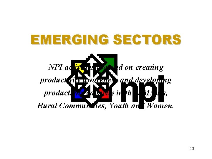 NATIONAL PRODUCTIVITY INSTITUTE Building a nation at work