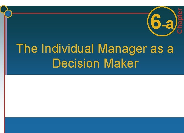 The Individual Manager as a Decision Maker Chapter
