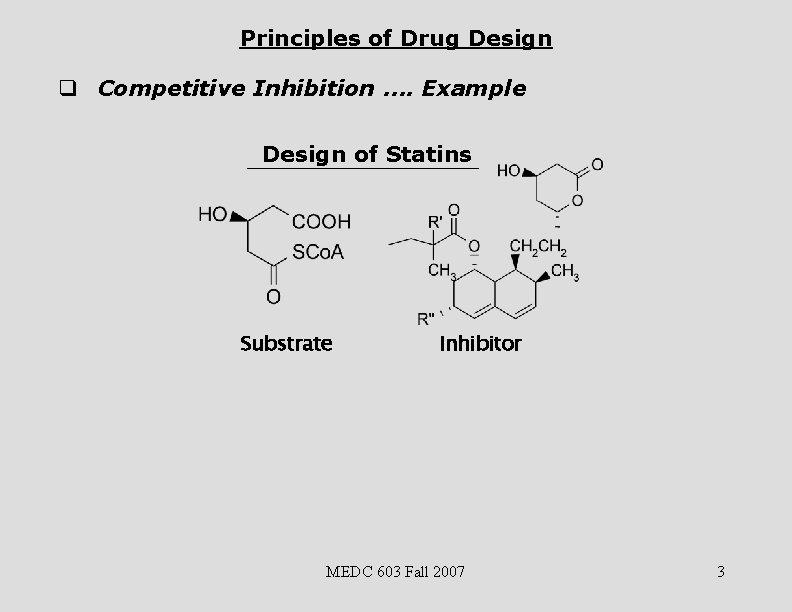 Principles of Drug Design q Enzyme Inhibition Basics