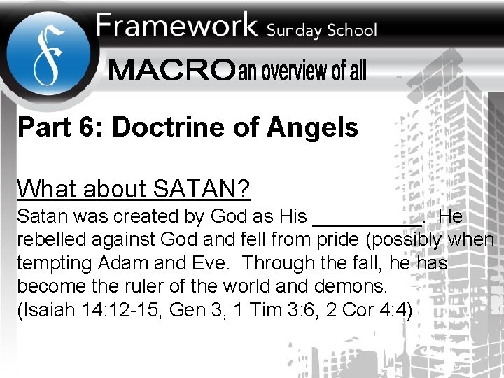 Part 6 Doctrine of Angels Why is it