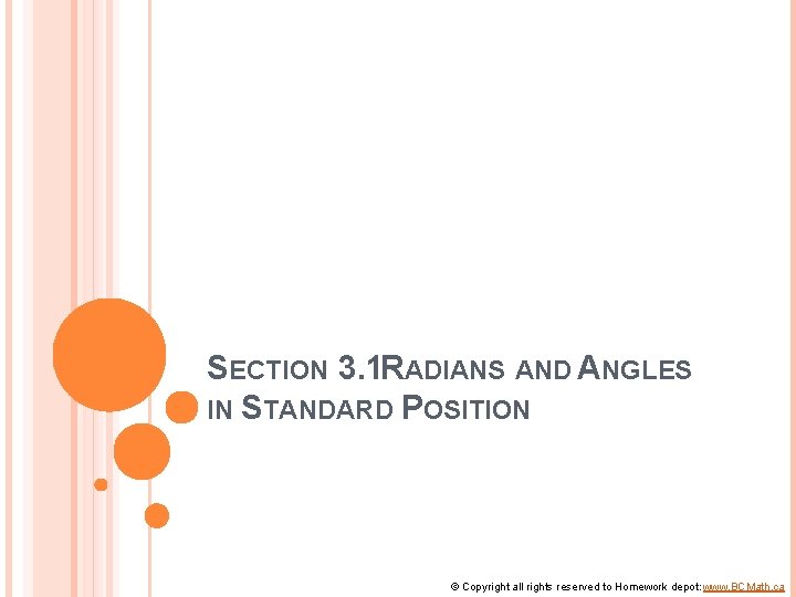 SECTION 3 1 RADIANS AND ANGLES IN STANDARD
