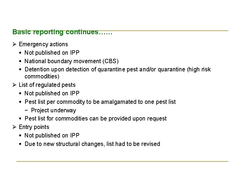 INFORMATION AVAILABLE FOR EACH REPORTING CATEGORY SOUTH AFRICA