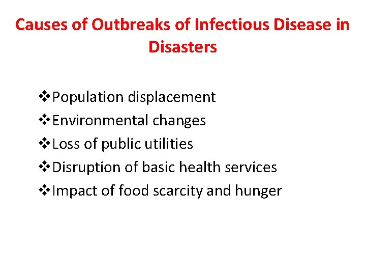 Post Disaster Public Health Challenges Learning Objective v