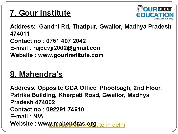 Top 10 SBI PO Coaching In Gwalior best