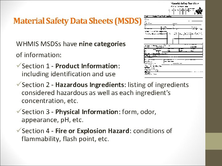 WHMIS While going about her normal cleaning duties