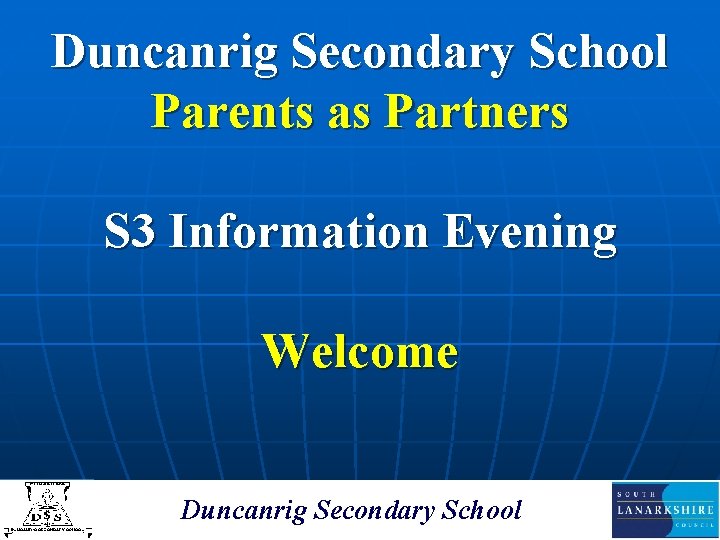 Duncanrig Secondary School Parents as Partners S 3