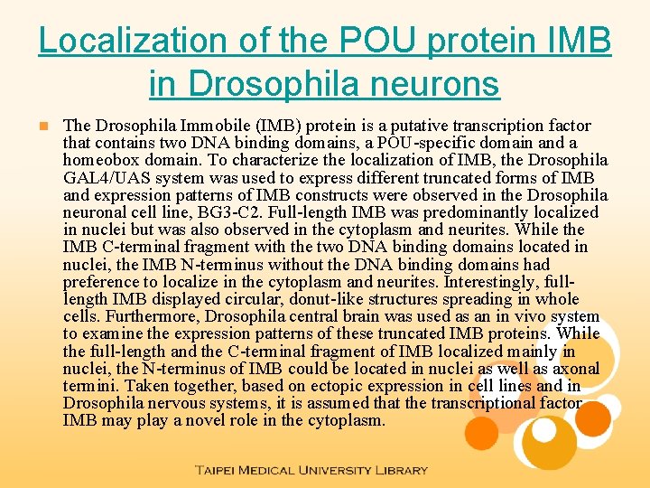 Localization of the POU protein IMB in Drosophila