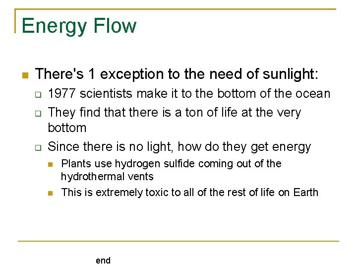 Ecosystems and Energy Flow Chapter 5 Energy flow