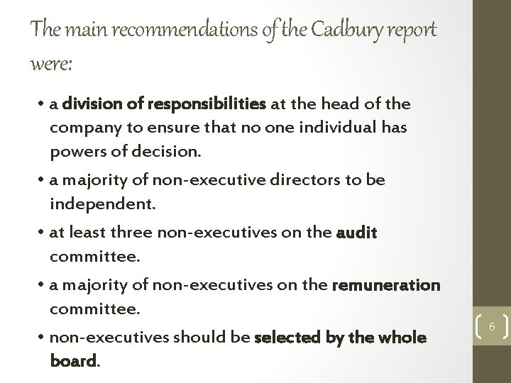 Cadbury committee report 1 CONTENTS Introduction Major contents
