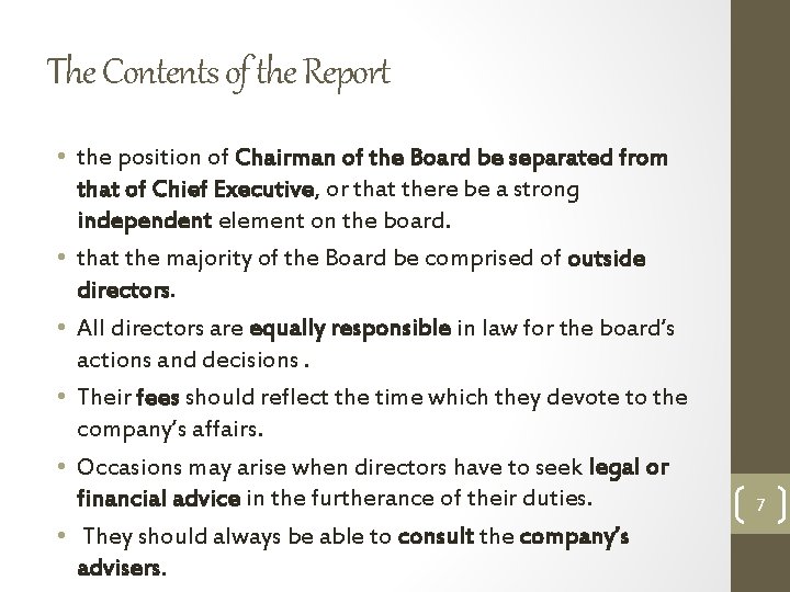 Cadbury committee report 1 CONTENTS Introduction Major contents