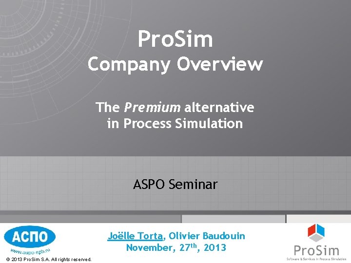 Pro Sim Company Overview The Premium alternative in