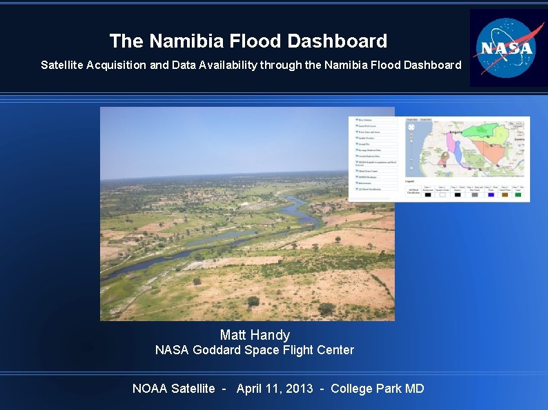 The Namibia Flood Dashboard Satellite Acquisition and Data