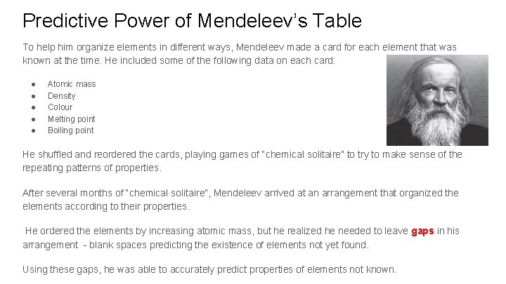 Introduction to the Periodic Table Task 1 You