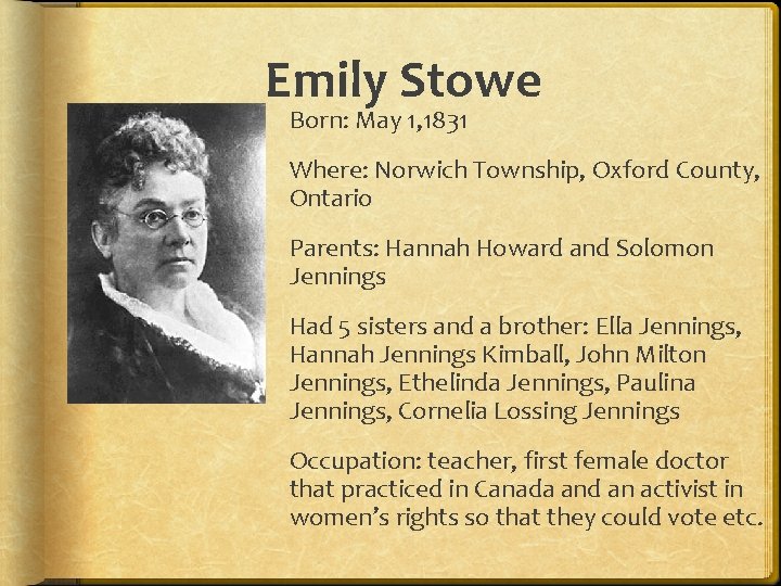 Emily Stowe By Caitlin Why did I choose