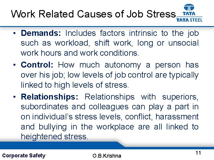 Job Stress its Management Presentation By O B