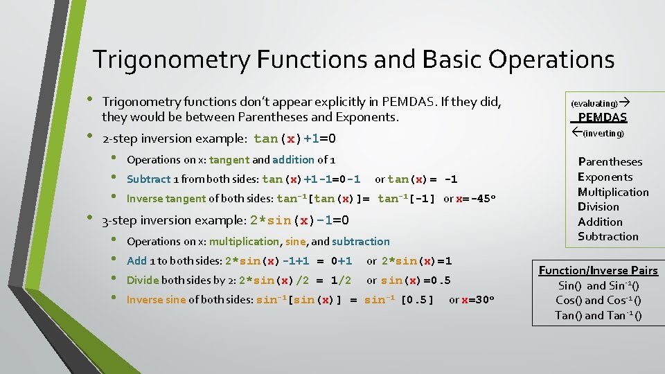 Solving for the Unknown Basic Operations Trigonometry ID
