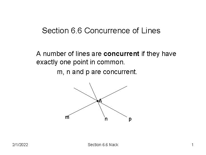 Section 6 6 Concurrence of Lines A number