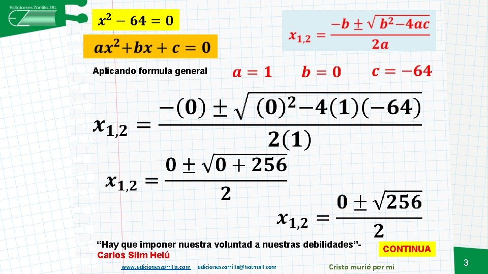 ECUACIONES CUADRTICAS EJERCICIOS FORMULA GENERAL ECUACIONES 2 DO