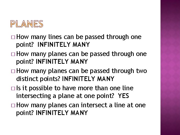 Honors Geometry How many lines can be passed