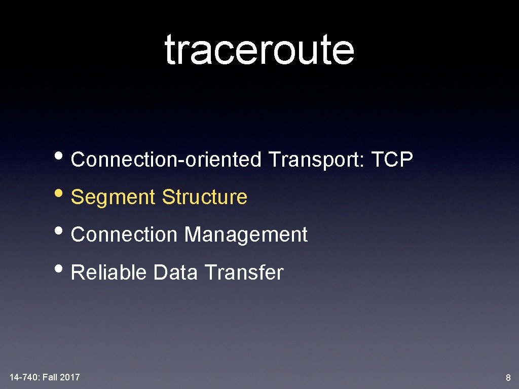 TCP Congestion Control 14 740 Fundamentals of Computer