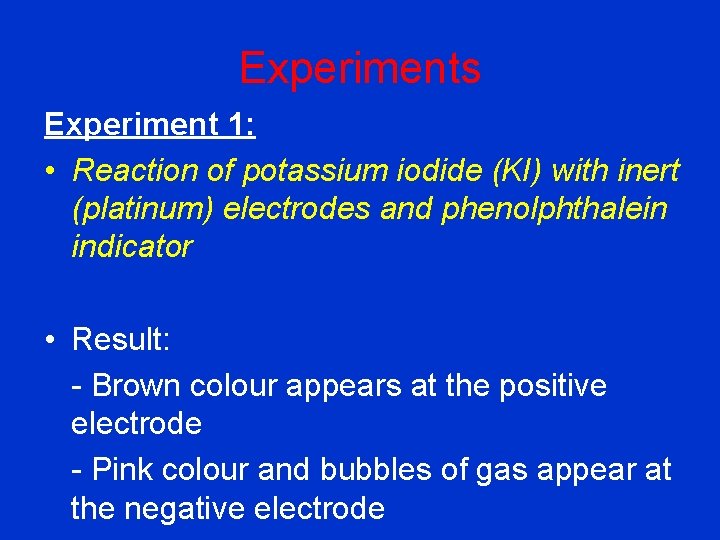 Electrochemistry Use of an electric current to bring