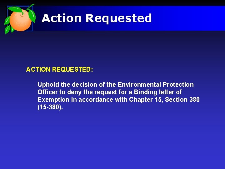 Environmental Protection Division Appeal for a Binding Letter