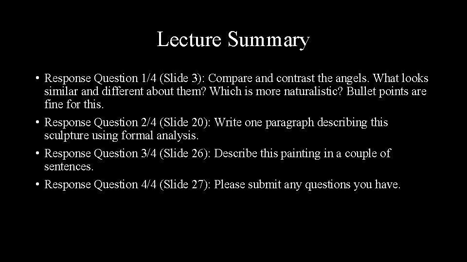 Lecture Summary Response Question 14 Slide 3 Compare