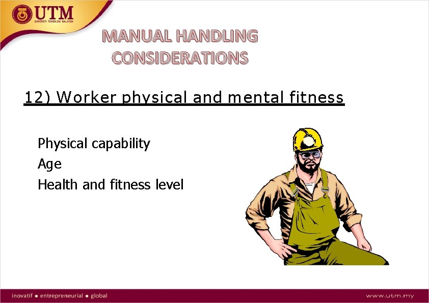 MANUAL HANDLING Safety and Health Officer Certificate Programme
