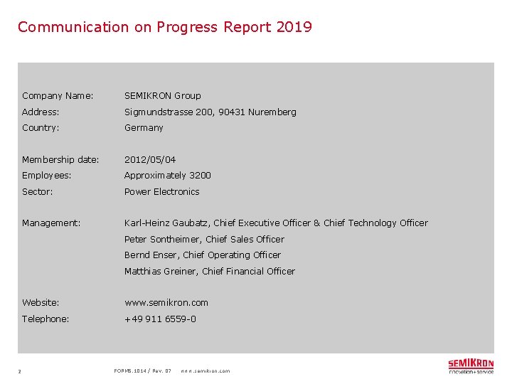UNITED NATIONS GLOBAL COMPACT Communication on Progress Report