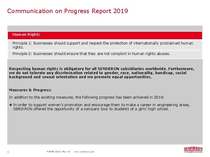 UNITED NATIONS GLOBAL COMPACT Communication on Progress Report