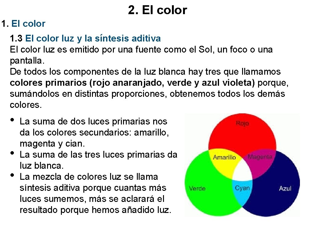 2 El color 1 1 La luz visible