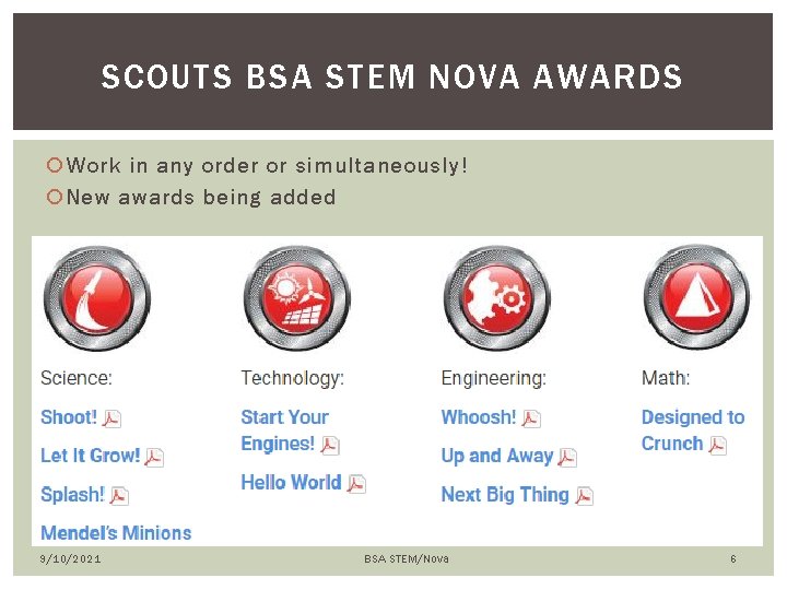 BSA STEM NOVA AWARDS Science Technology Engineering Math