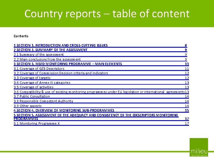 Methodology for the assessment of Member States reporting