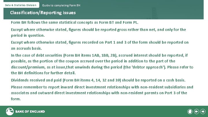 Data Statistics Division Guide to completing Form BH