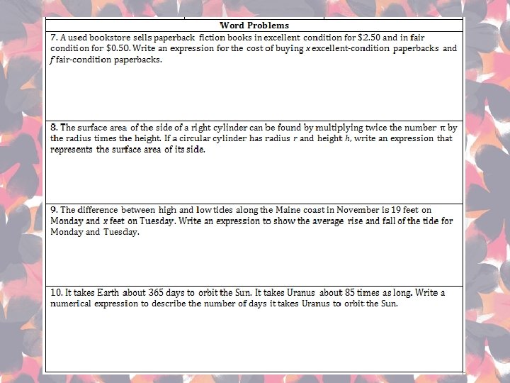 Example 3 Write an algebraic expression Warm Up