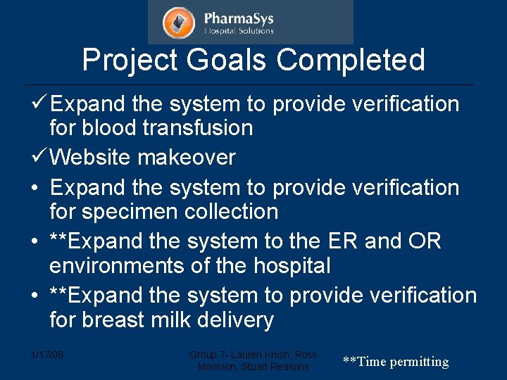 2008 Group 7 Healthcare Barcoding and Safety Beyond