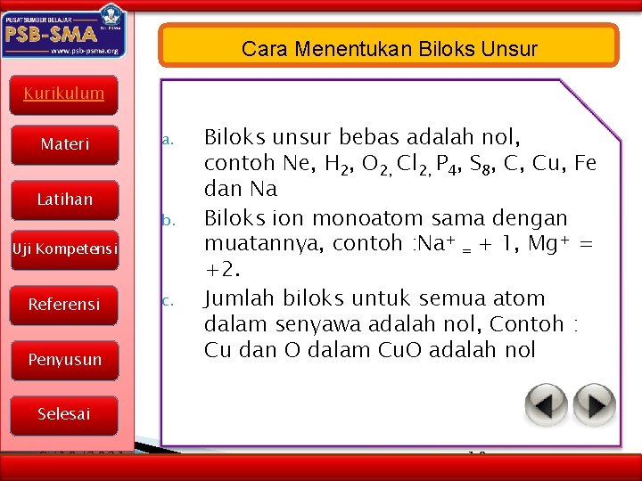 Reaksi Oksidasi Reduksi Kurikulum Materi Latihan Uji Kompetensi