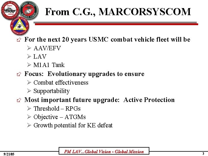 USMC LAV Modernization Plan 2005 NDIA Combat Vehicles