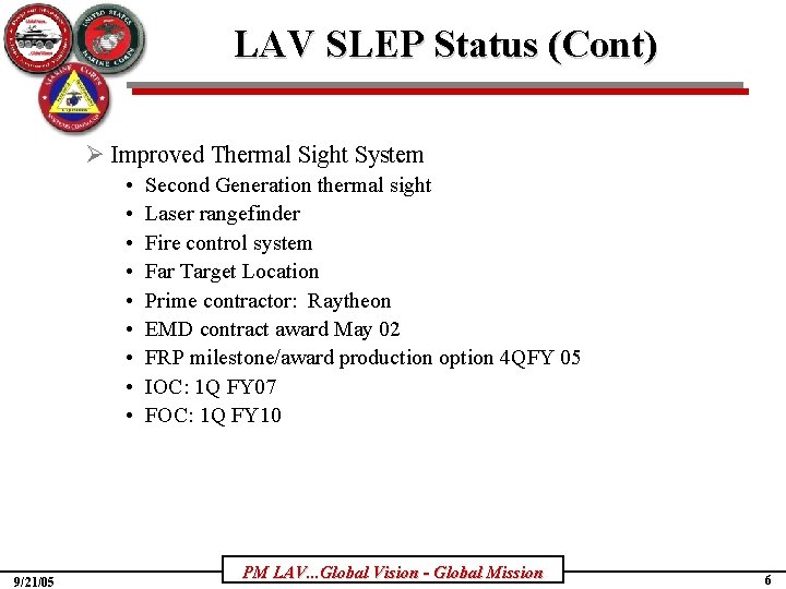 USMC LAV Modernization Plan 2005 NDIA Combat Vehicles