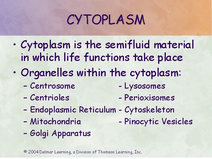 Chapter 3 CELLS 2004 Delmar Learning a Division