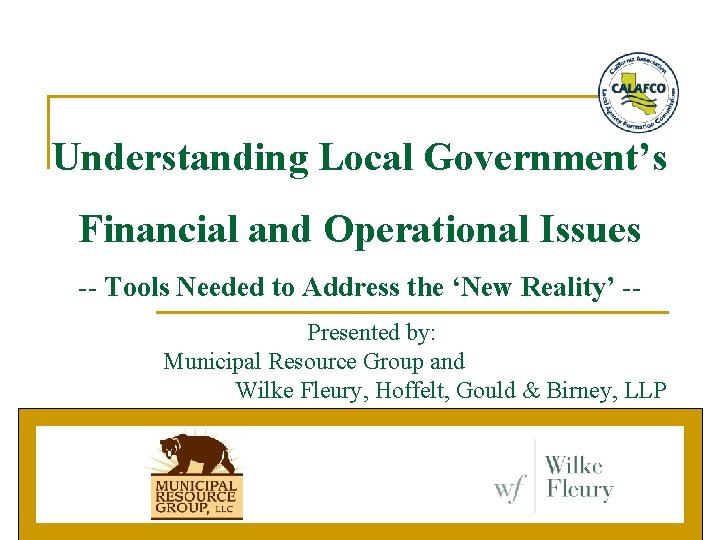 Understanding Local Governments Financial and Operational Issues Tools