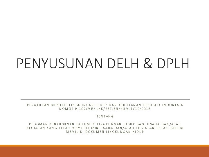 PENYUSUNAN DELH DPLH PERATURAN MENTERI LINGKUNGAN HIDUP DAN