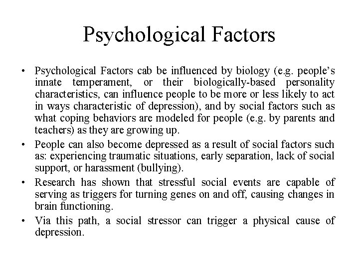BioPsychoSocial Factors Influencing Health And Diseases Factors Influencing