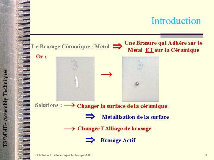 Titre TSMME Assembly Techniques Le Brasage Cramique Mtal