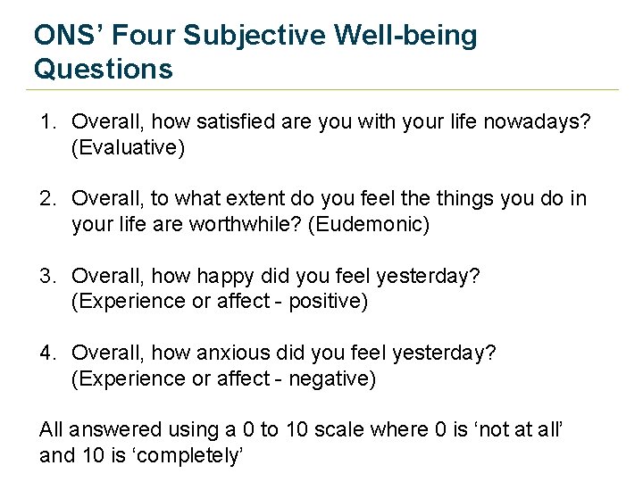 A UK Perspective of Measuring Subjective Wellbeing Glenn